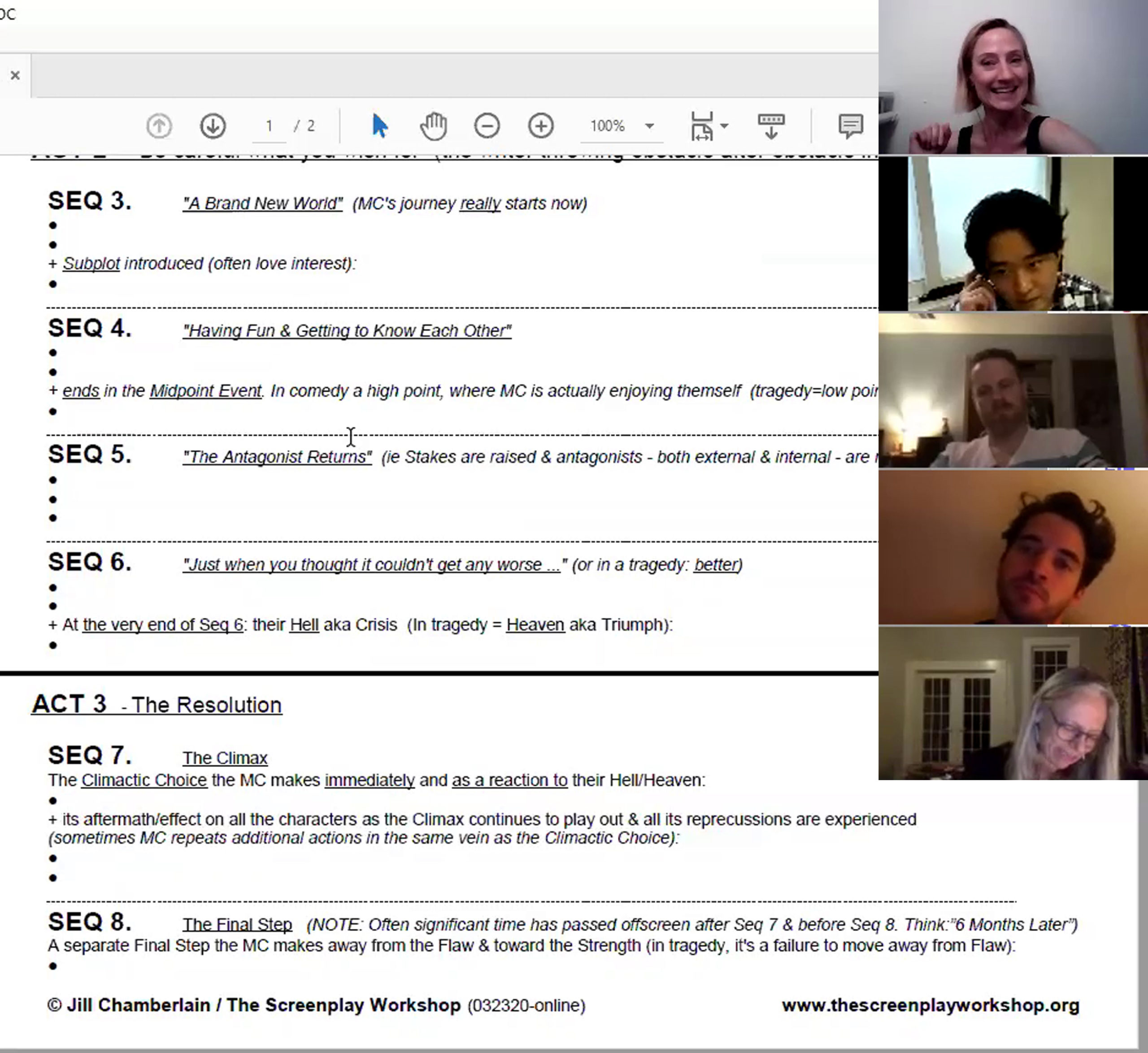 TV Writing Class - Auditor Option - The Screenplay Workshop with Jill ...